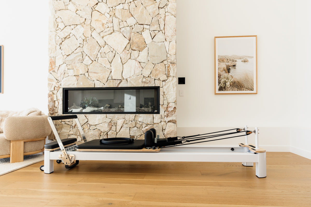 Aussie Pilates Metal Reformer | White Frame | AP-AL-22 – Pilates World